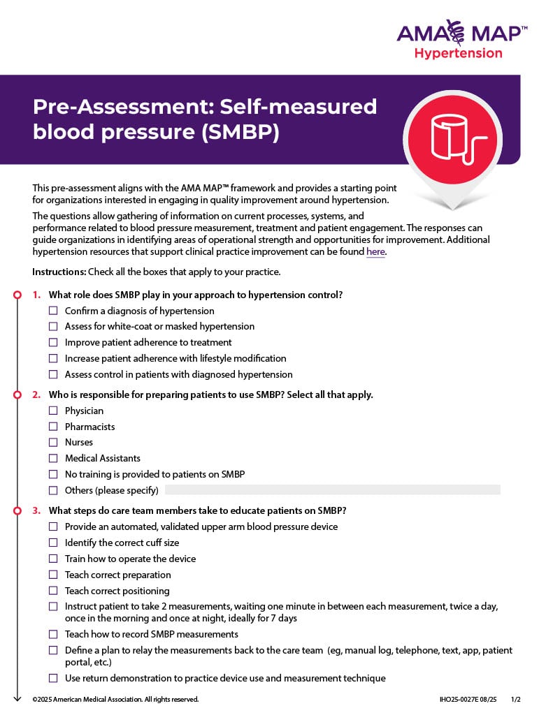 MAP Hypertension Pre-Assessment: SMBP - AMA-MAP | MAP Hypertension Pre-Assessment: SMBP